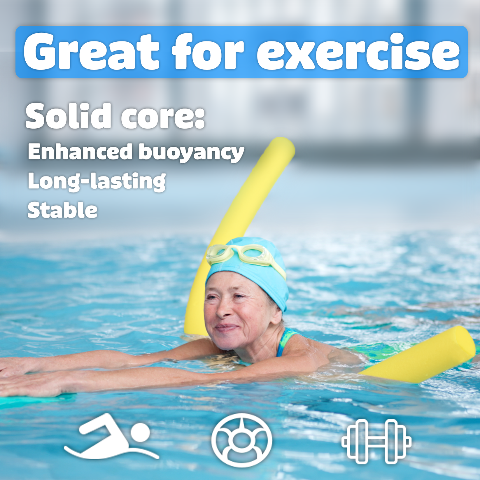 Oodles of Noodles Black Solid-Core Pool Noodle